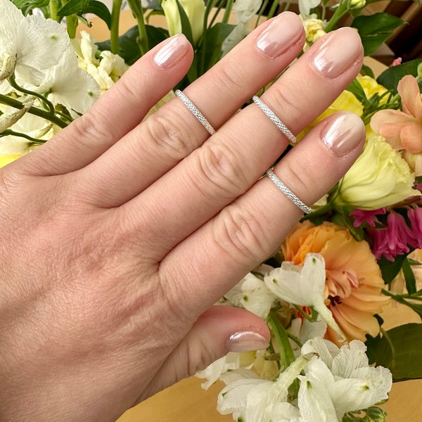 Sparkle Sterling Stacking Ring/sterling Silver/ Stacking Rings/ Midi Rings - Etsy