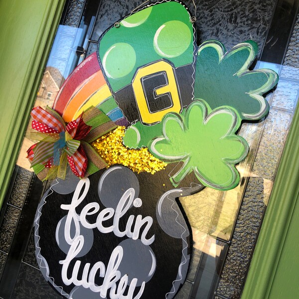 Pot of Gold Door Hanger, Lucky Door Hanger, Rainbow Door Hanger, St ...