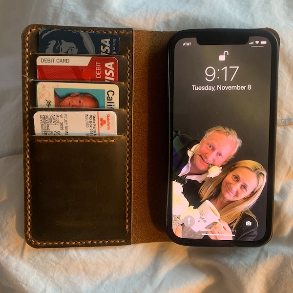 Personalized Leather Phone Wallet for iPhone 13 12 11 Pro Max ...