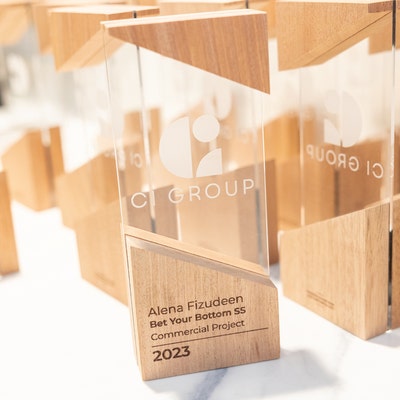 Personalised Wooden Acrylic RISE Trophy Award Personalized Bespoke ...