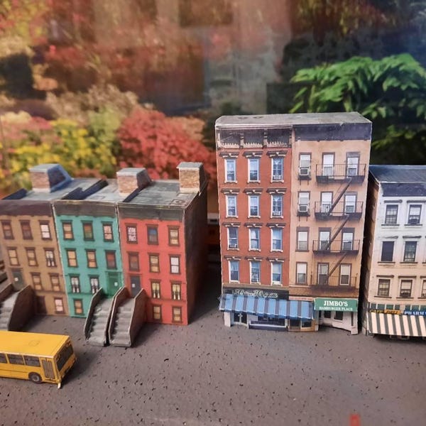 Paper Model Cardstock Building Downtown Apartments With Shops Cardstock ...