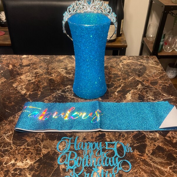 Set of 5 Sparkly Light Pink Chunky Glitter Vases 7", Wedding Decor ...