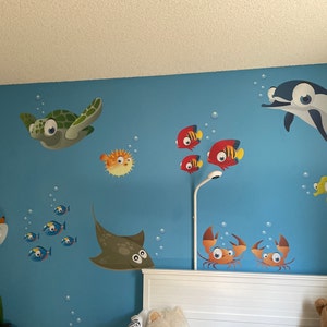 Ocean Wall Decals,deep Sea Fish and Treasure Fabric Wall Decal Set ...