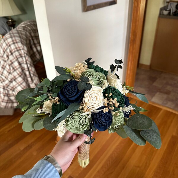 Wedding Bouquet, Bridal Bouquet, Sola Flower, Wedding Flower, Wooden ...