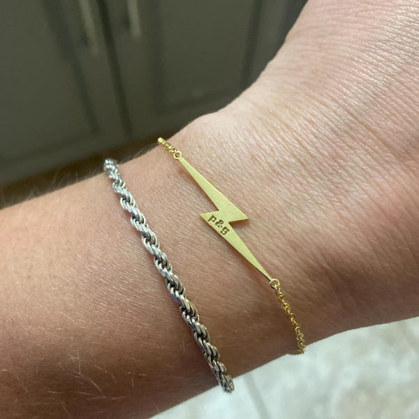 18K Gold Lightning Scratch Bracelet,lightning Bracelet,christmas Gift ...