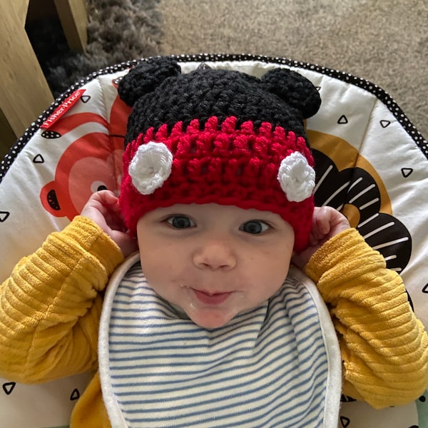 Mickey Mouse-inspired Hat / Handmade Hat / Crochet Mouse Hat / Newborn ...