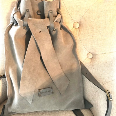 Gray Leather Backpack Convertible Backpack Purse Large - Etsy