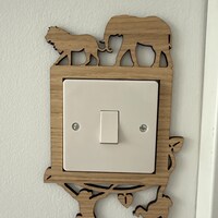 Wooden Safari Animals Light Switch Surround for Kids Room, Jungle Wild ...