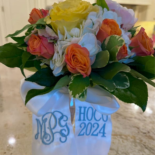 SATIN Monogram Nosegay Ribbon - Prom/homecoming/hoco/school Dance - Etsy