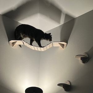 Modern Chunky Flying Cat Bed With White Fur Wall Mounted Cat | Etsy