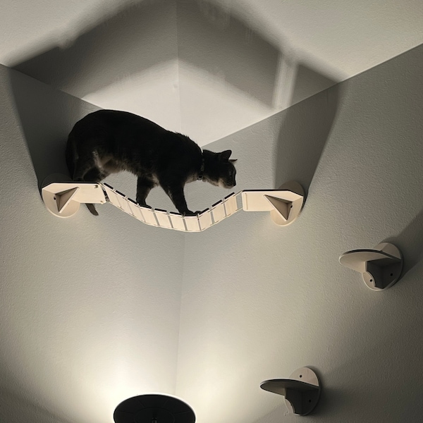White Corner Cat Bridge in Size M, Cat Wall Shelves and Bridge, Perfect ...