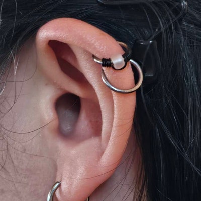 16g Skull Horns Solid Surgical Steel Septum Clicker 1/4 6mm Nose Ring ...