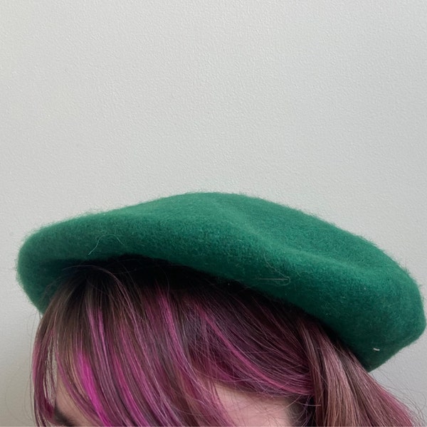 Wool Beret in Green, Felt Beret for Winter, Classic Beret Hat, Retro ...