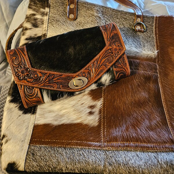 HAND-TOOLED Leather Wallet Western Wallet Green Turquoise Western ...