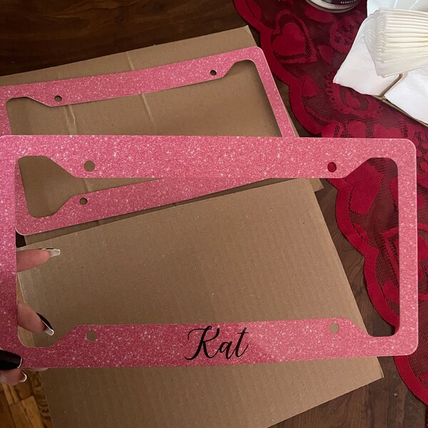 Pink Glitter (effect) Personalized License Plate and Accessories ...