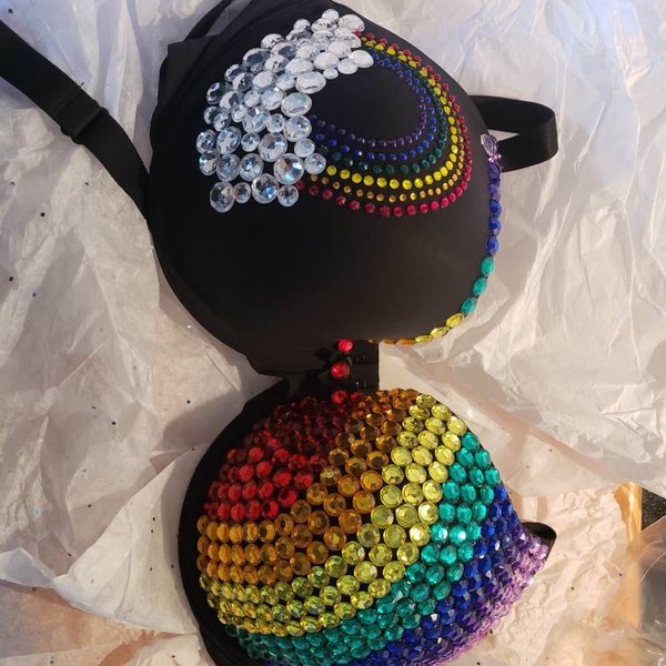 Fully Hand Jeweled Bra (front and Back) - Etsy