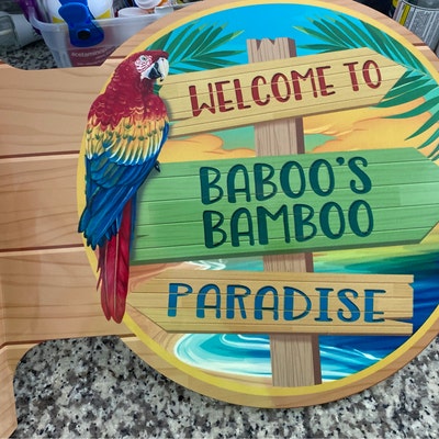 Paradise Beach Parrot Double Sided Sign, Custom Beach Paradise Signs ...