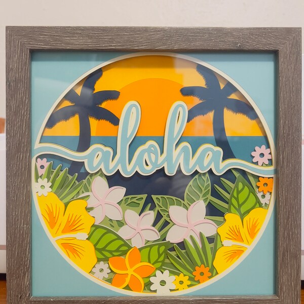 3D ALOHA SVG -hawaiian Shadow Box Svg -beach Svg - Layered Cardstock ...