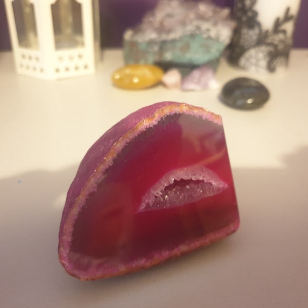 Vibrant Pink Brazilian Agate Geode, Natural Crystal Gift - Etsy