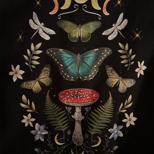 Mystical Celestial Butterfly & Moth Full Zip up Hoodie for Witchy Woman ...