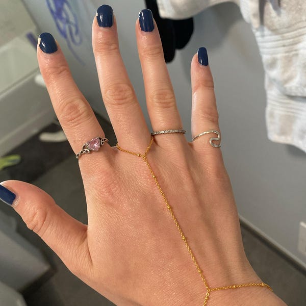 Beaded Hand Chain Bracelet by Caitlyn Minimalist • Beaded Hand Jewelry ...