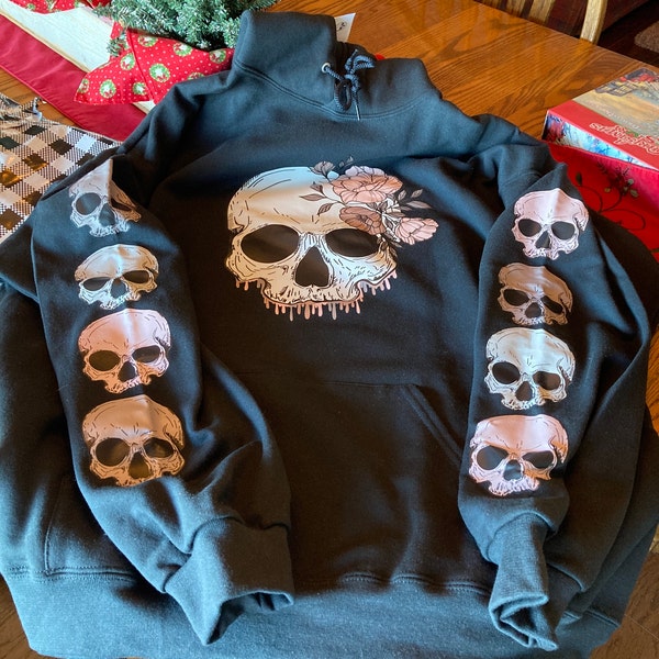 Rose Skull Drip Hoodie Skull Roses Shirt Halloween Shirt Valentines Day ...