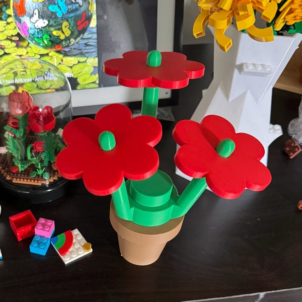 4-piece Jumbo Brick Flowers (3d Printed With Eco-friendly Biodegradable ...