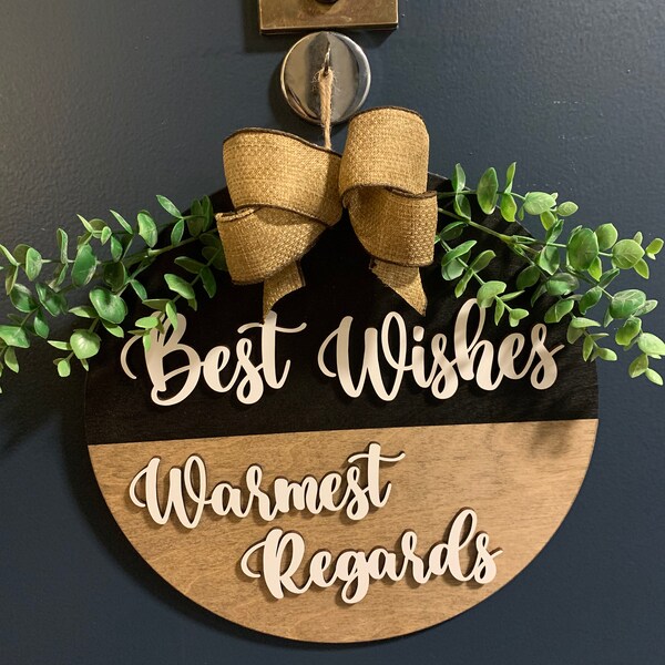 Best Wishes Warmest Regards Sign Trendy Sign 3D Letters Round Wooden ...