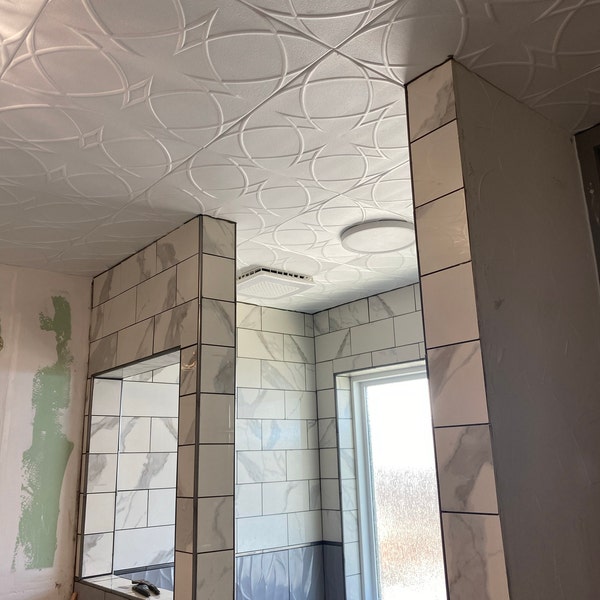 STYRO PRO Polystyrene Ceiling Tiles - Glue up Over Popcorn Ceiling ...