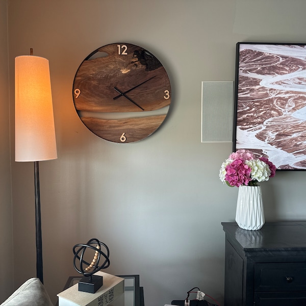 Made to Order, 18 Diameter Black Walnut Live Edge Wood Wall Clock ...