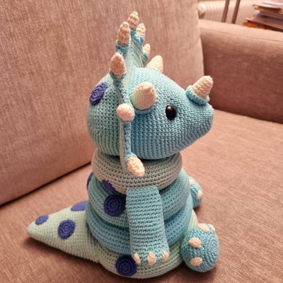 Dino Stacking Toy Crochet Pattern PDF, Amigurumi Triceratops Nursery ...