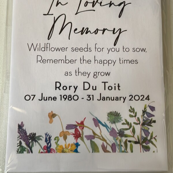 In Loving Memory Personalised Wild Flower Seed Packets - Etsy UK