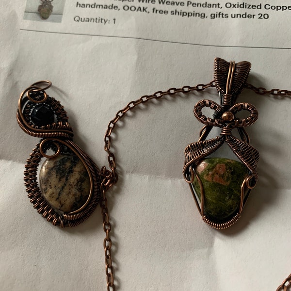 Black Agate Wire Woven Heart, Oxidized Copper Wire, Handmade, One of a ...