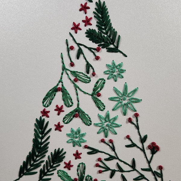 Large Scandi Christmas Tree Card Digital Embroidery Pattern - Etsy