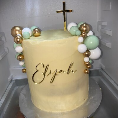 Personalized Name Cake Charm & Cross Custom Christening Cake Topper ...