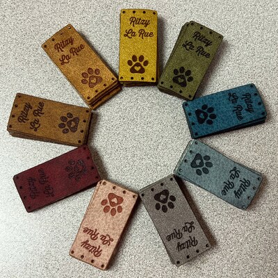 Custom Engraved Faux Suede Labels Sew on Clothing Labels Clothing Tags ...