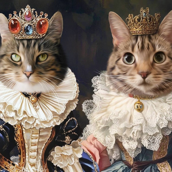Custom Royal Cat Princess Portrait From Photo, Royal Pet Portrait ...