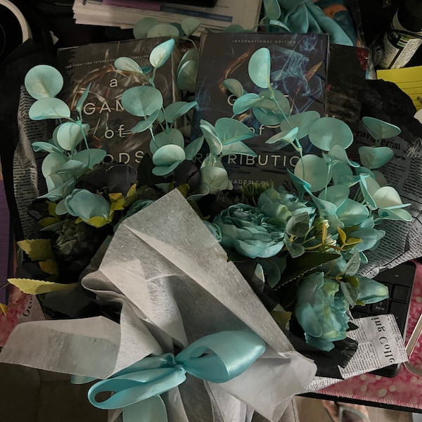 Book Bouquet: Genre Choice With Floral Wrapping - Etsy