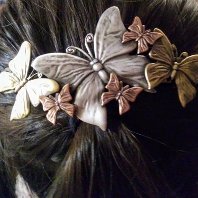 BUTTERFLY FRENCH BARRETTE 80mm Thick Hair Barrette Hair Accessory Hair ...