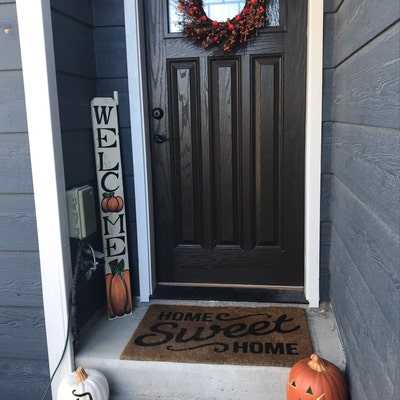 WELCOME SIGN, Fall Rustic Welcome Sign, Vertical Front Door Welcome ...