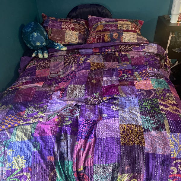 Bohemian Patchwork Quilt Kantha Quilt Handmade Vintage Quilts Boho Bedding Throw Blanket ...