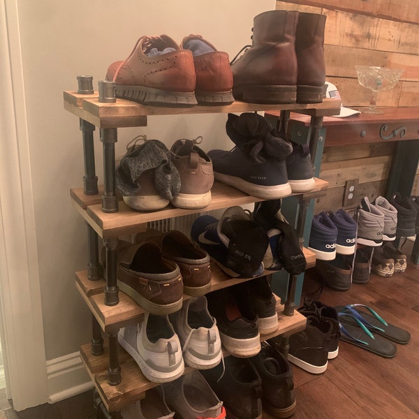 8" Depth Industrial Shoe Rack, Shoe Storage, Shoe Rack, Entryway Shoe ...