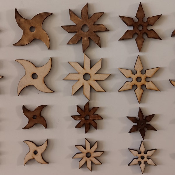 Ninja Star Samurai Contour Silhouette Blank Unpainted Gift DIY Wood ...