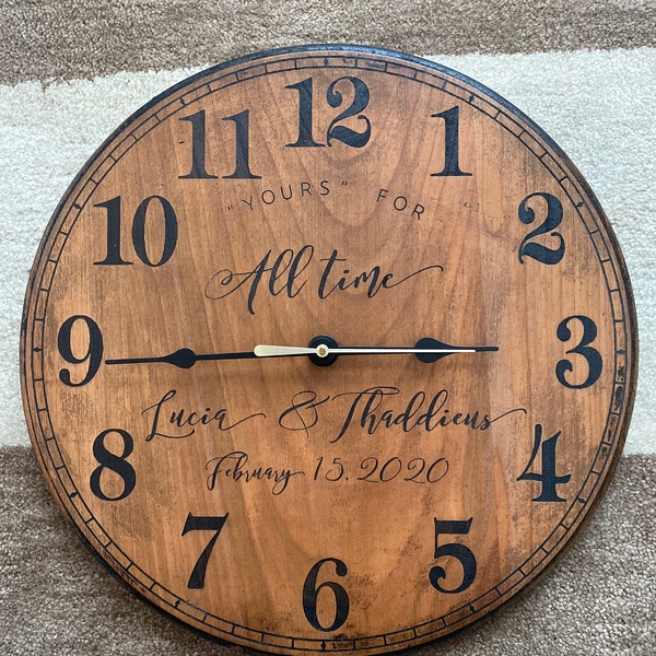 Custom Laser Engraved Solid Wood 12" Clock - Etsy