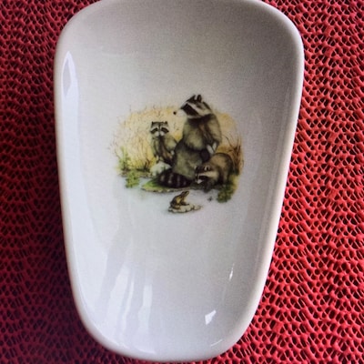 Ceramic Spoon Rest With Black and White Cow With a Yellow Bow 5 Long ...