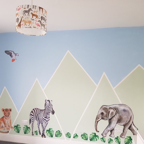 Big Wall Sticker Set for Kids, Safari Animals, Wall Decal, Cub, Africa ...