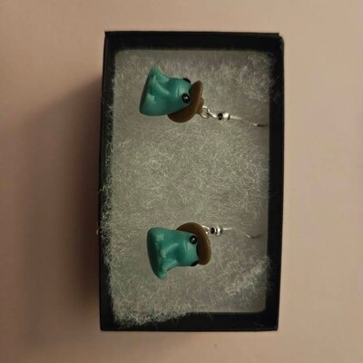Fred the Frog but Hes a Cowboy / Mini Frog Earrings - Etsy
