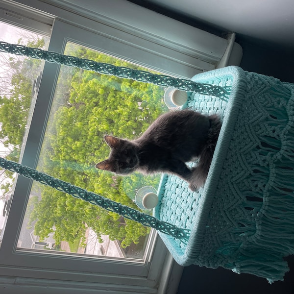 Cat Window Perch Macrame Cat Hammock Window Cat Seat Window Mounted Cat ...