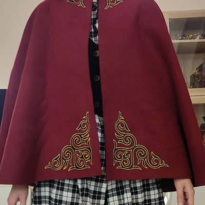 Short Burgundy Cape With Silver Appliqués. Steampunk Style, Medieval ...