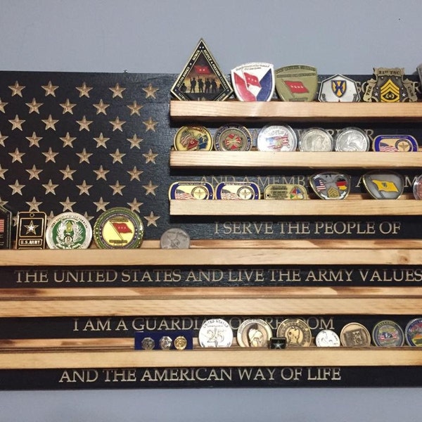 100 Coins Army Soldier's Creed Motto US Flag Challenge Coin Holder ...